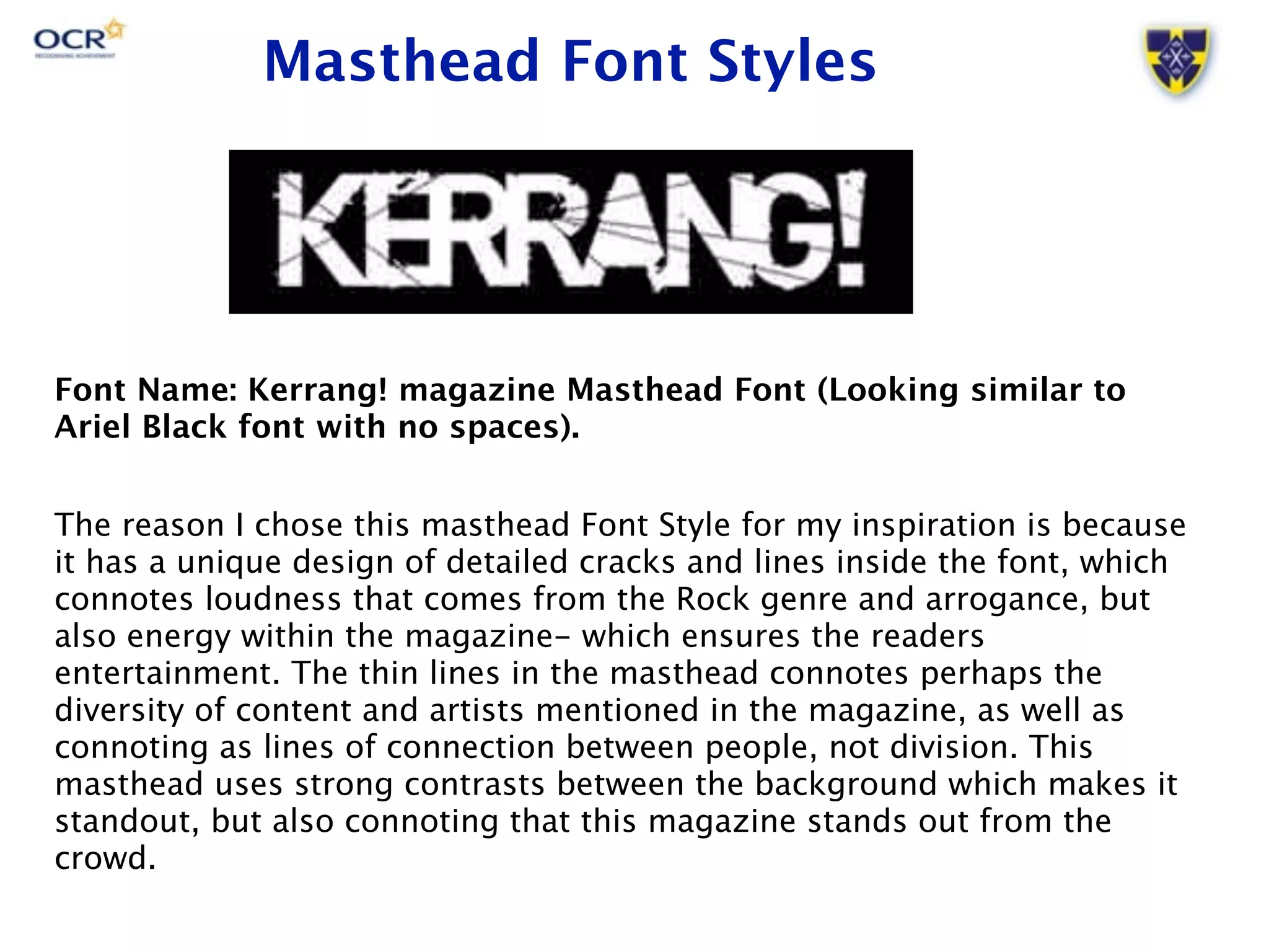 Masthead font styles | PDF