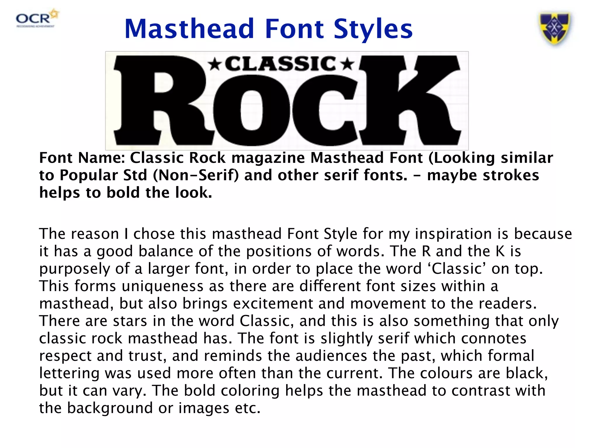 Masthead font styles | PDF