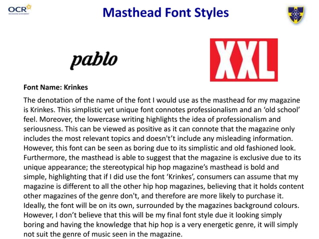 Masthead Font Styles | PPTX | Hip Hop Music | Music