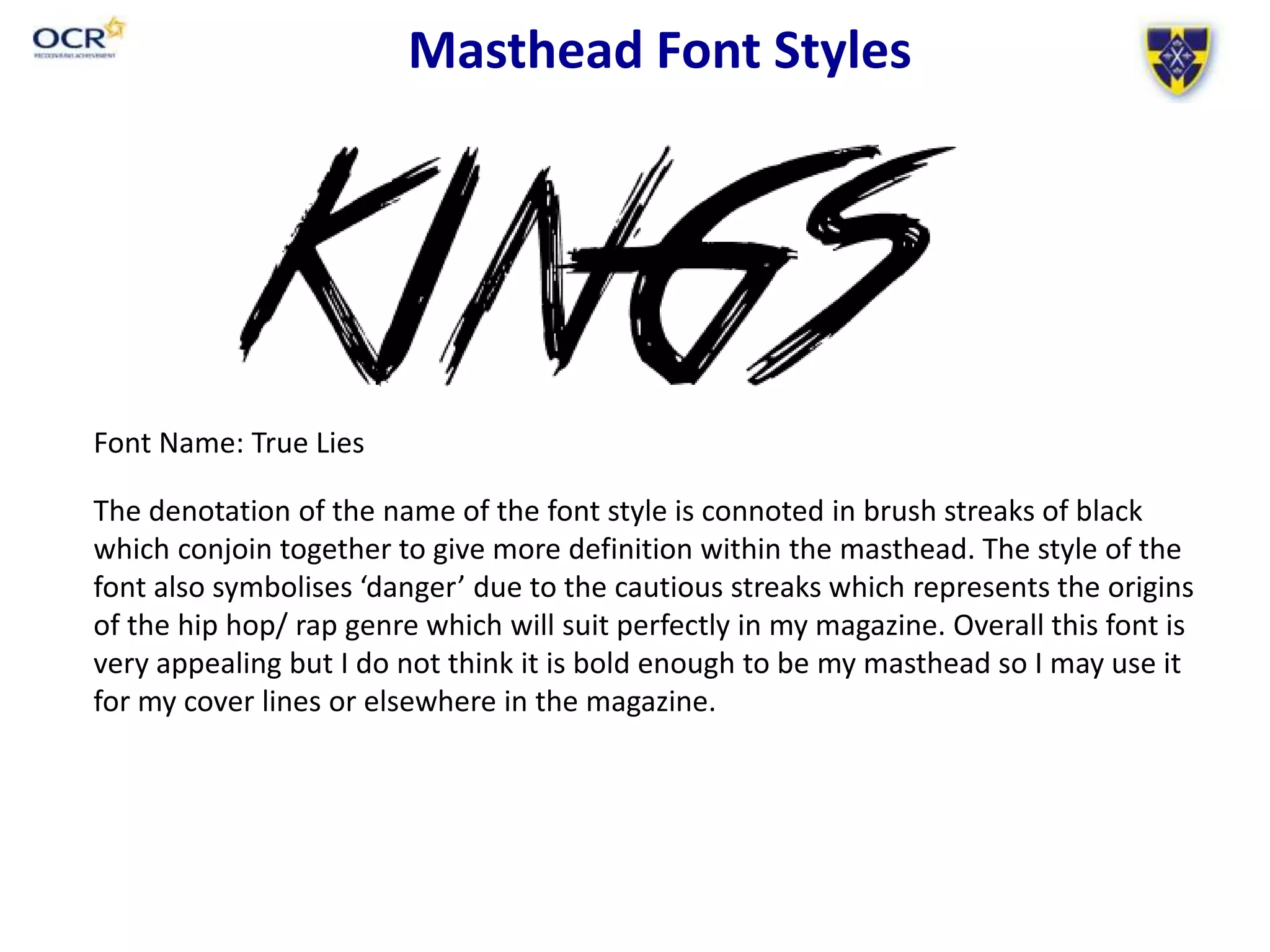 Masthead font styles | PPT