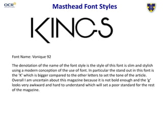 Masthead font styles | PPTX | Hip Hop Music | Music