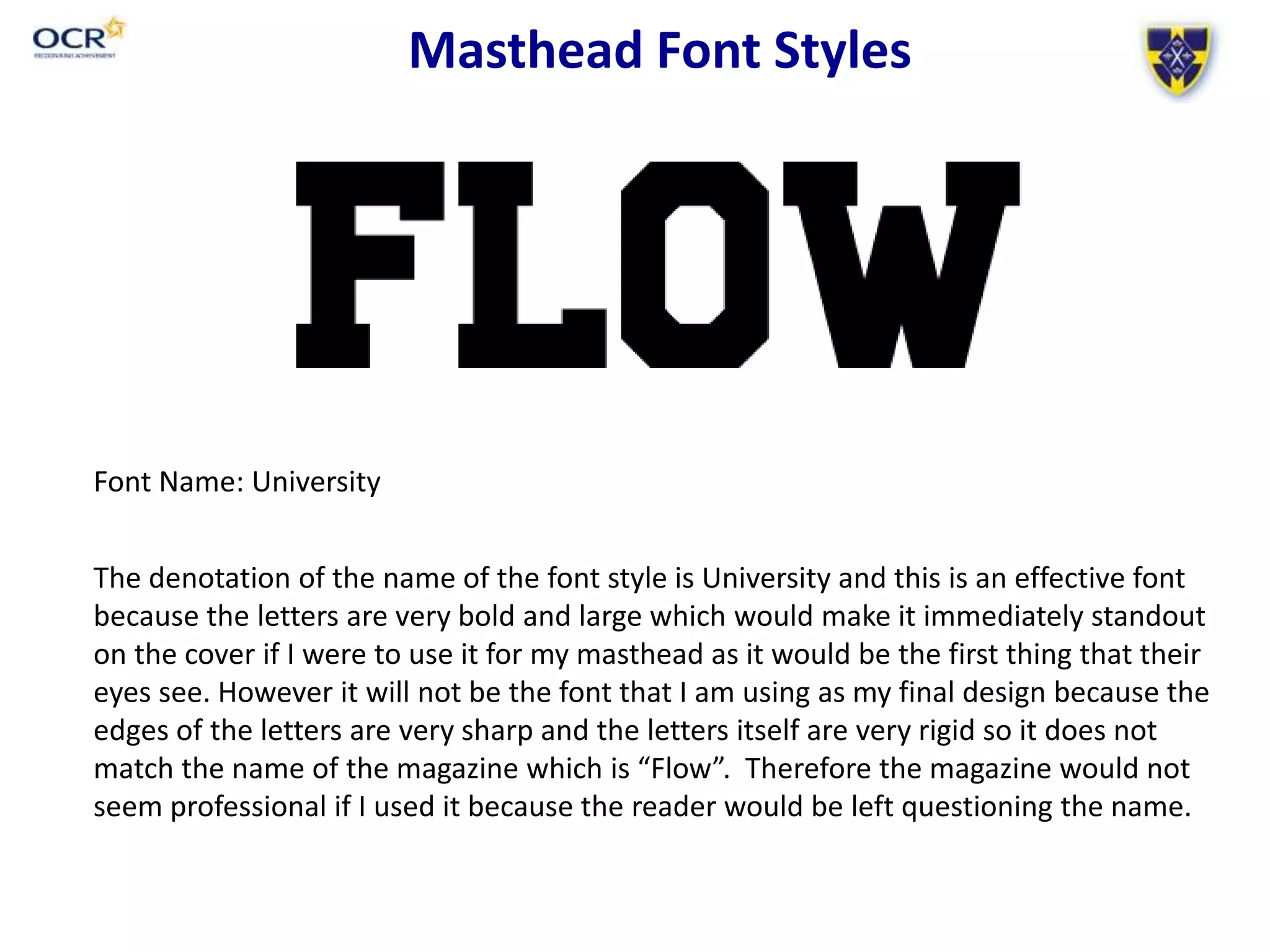 Masthead font styles | PPT