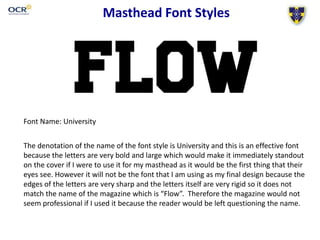 Masthead font styles | PPT