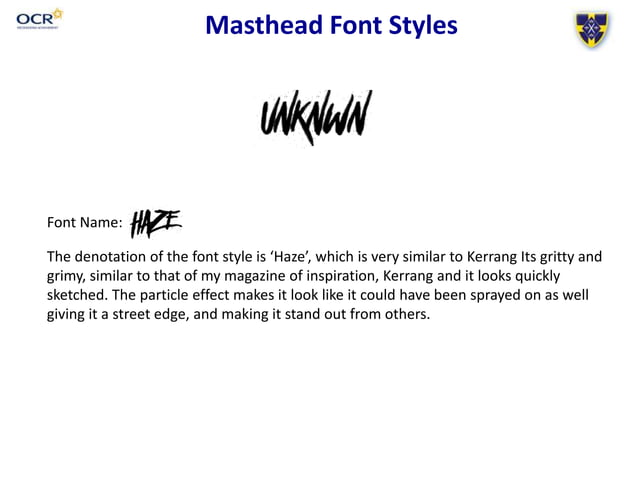 Masthead Font Styles | PPT