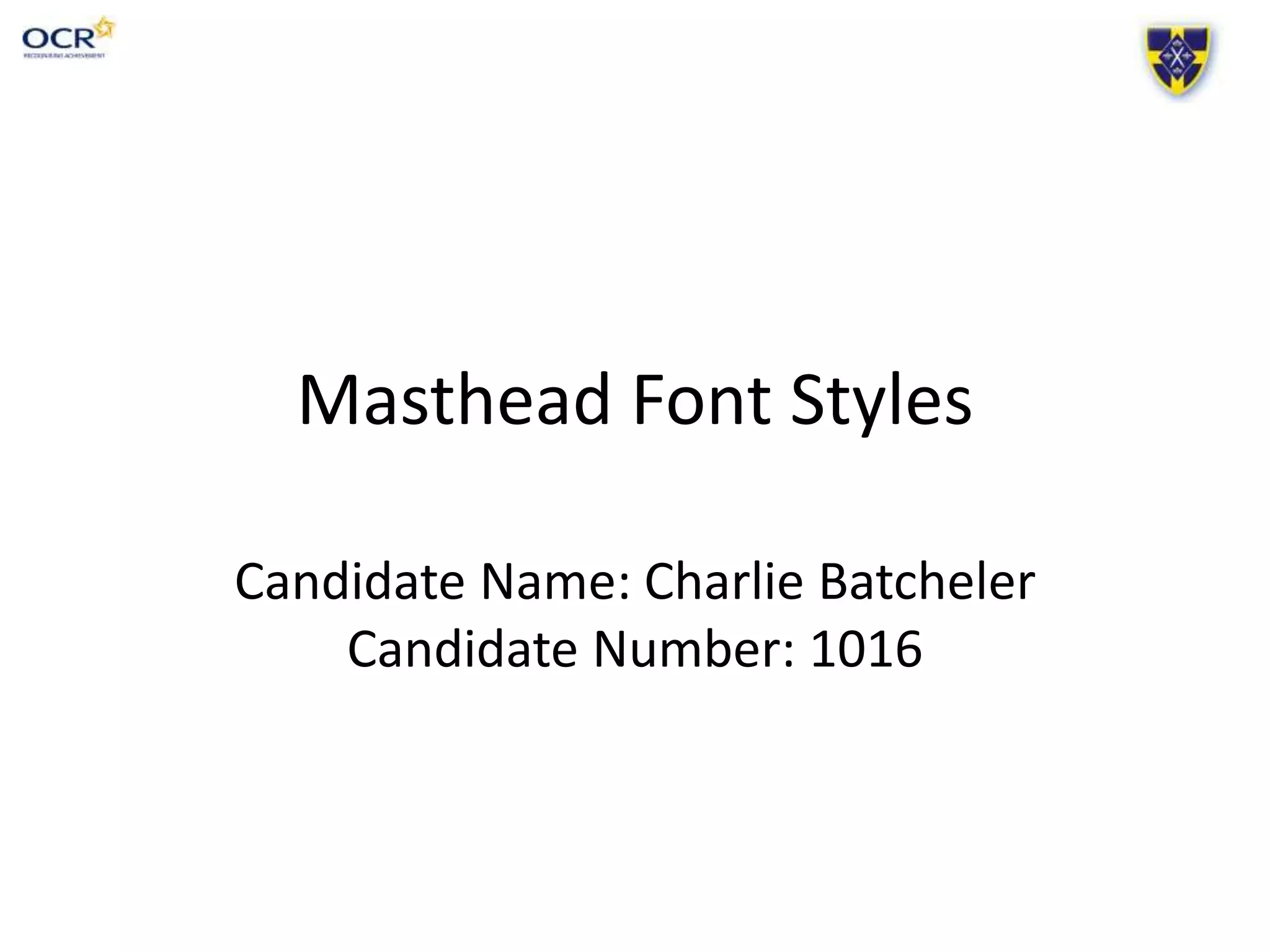 Masthead Font Styles | PPTX