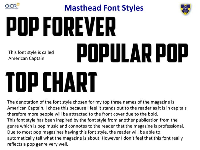 Masthead font styles for pop magazine | PPT