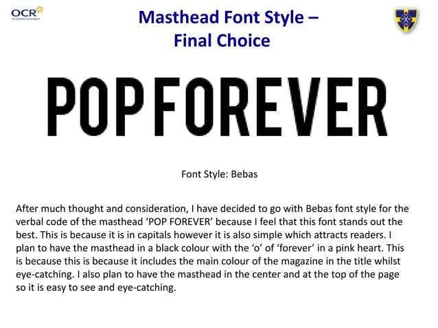 Masthead font styles for pop magazine | PPT