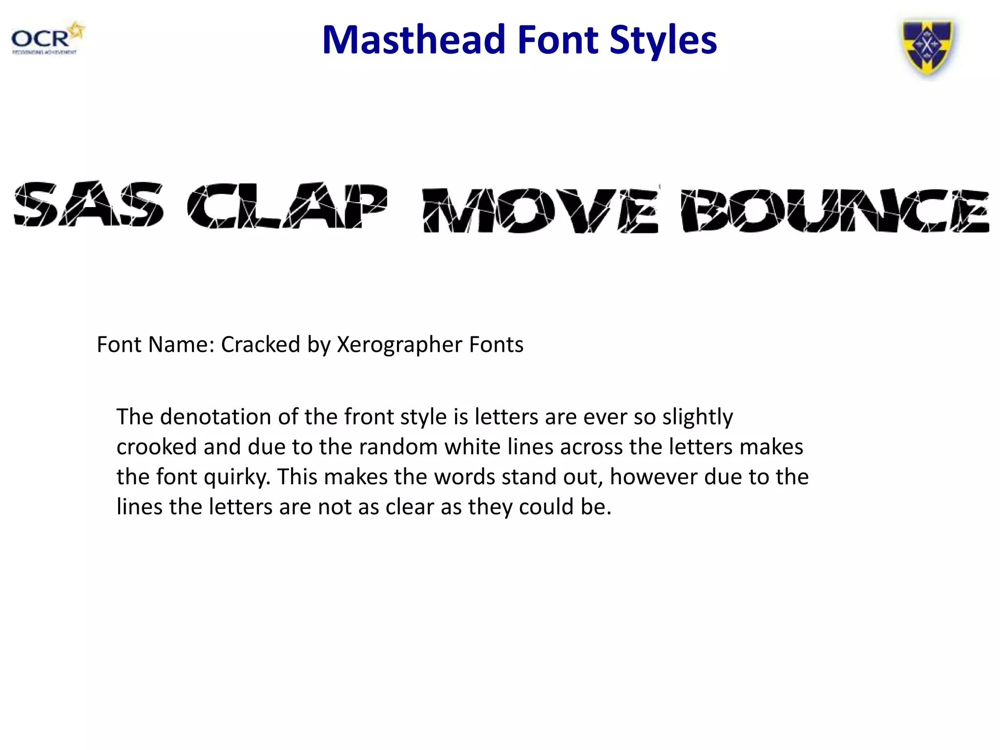 Masthead Font Styles | PPTX
