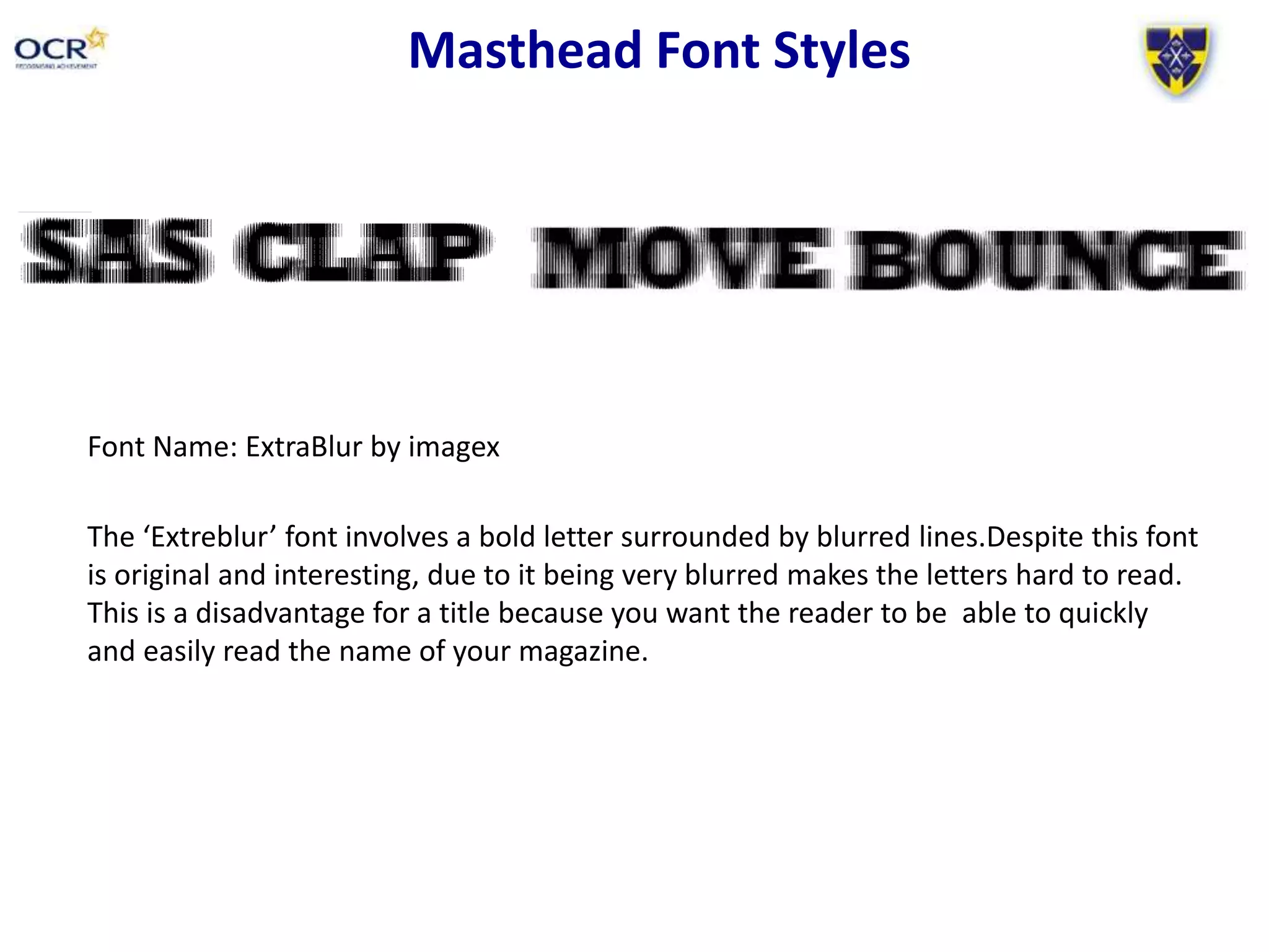 Masthead Font Styles | PPTX