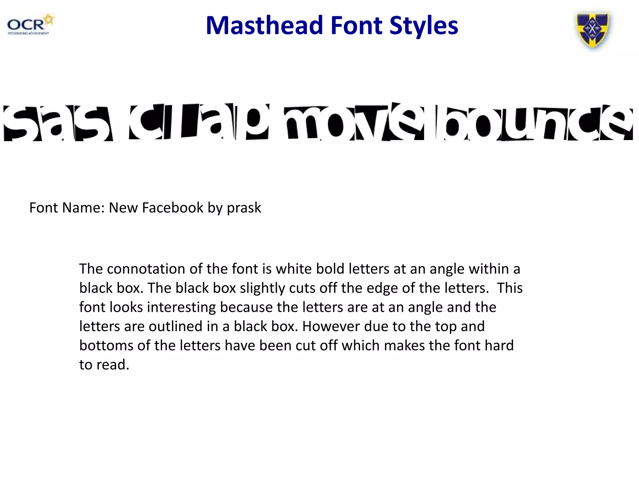 Masthead Font Styles | PPTX