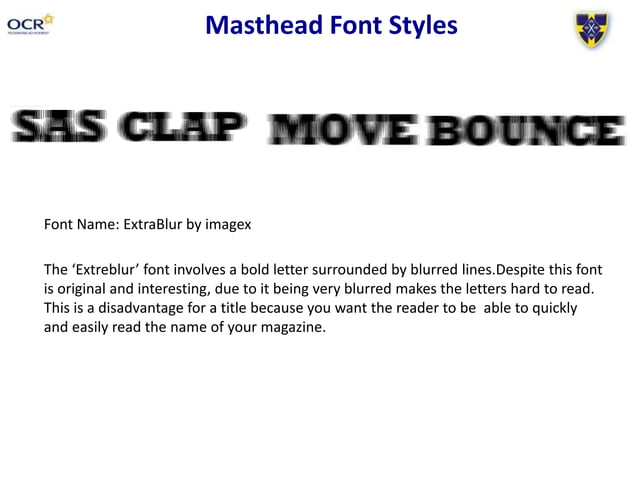 Masthead Font Styles | PPT