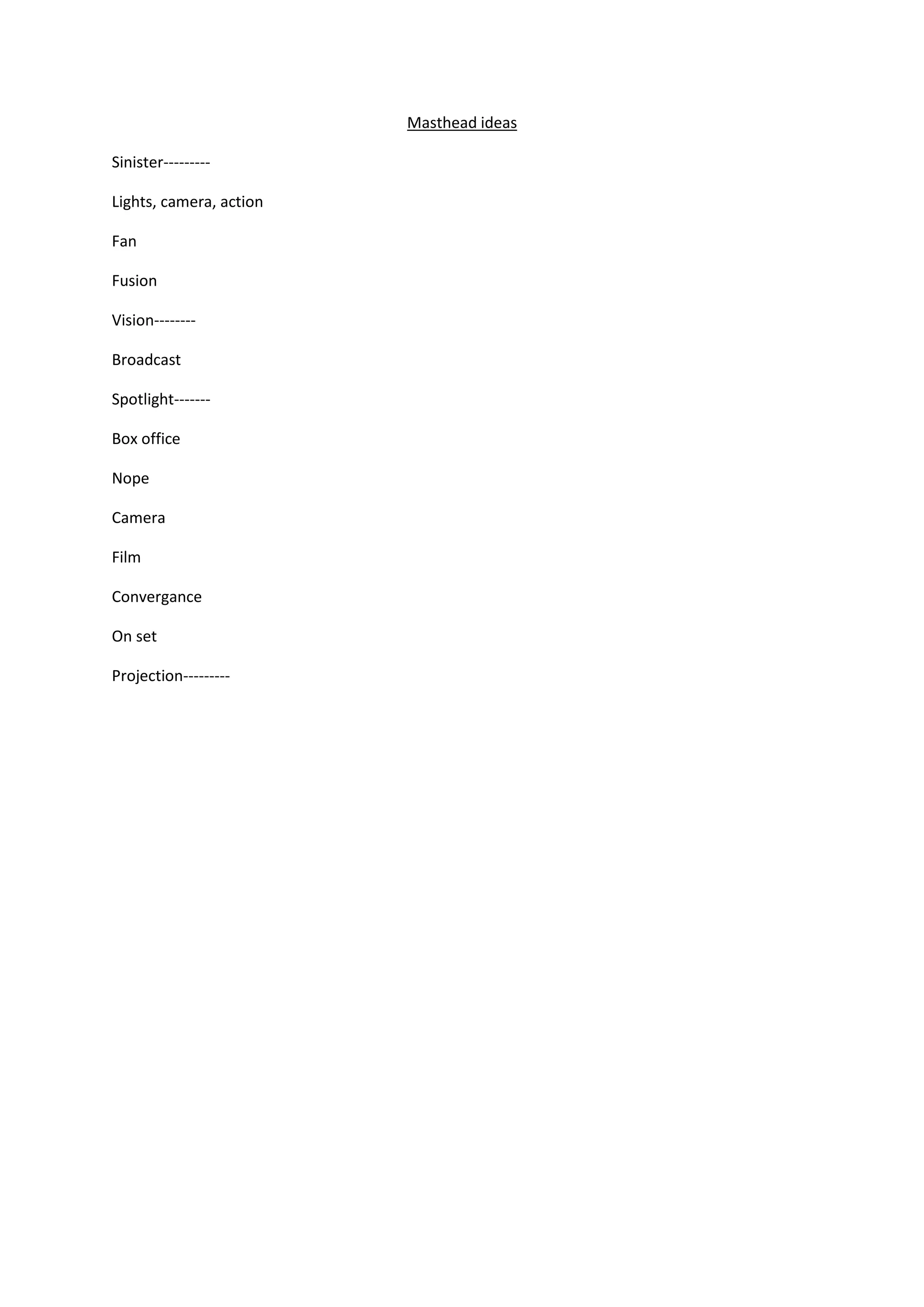 Masthead ideas | DOCX | Movies | Entertainment