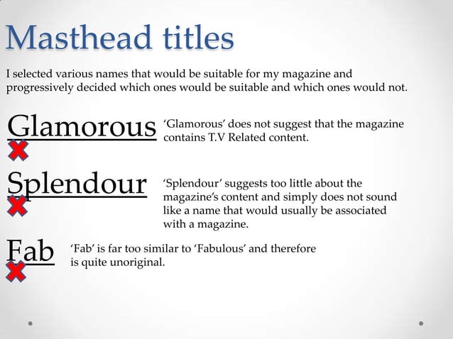 Masthead selection | PPT