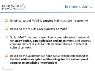 MAST: a model for HTA-based assessment of telemedicine applications | PPTX