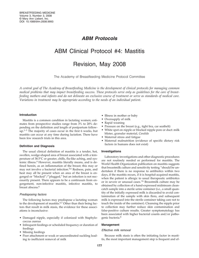 Mastitis | PDF | Infectious Diseases | Diseases and Conditions