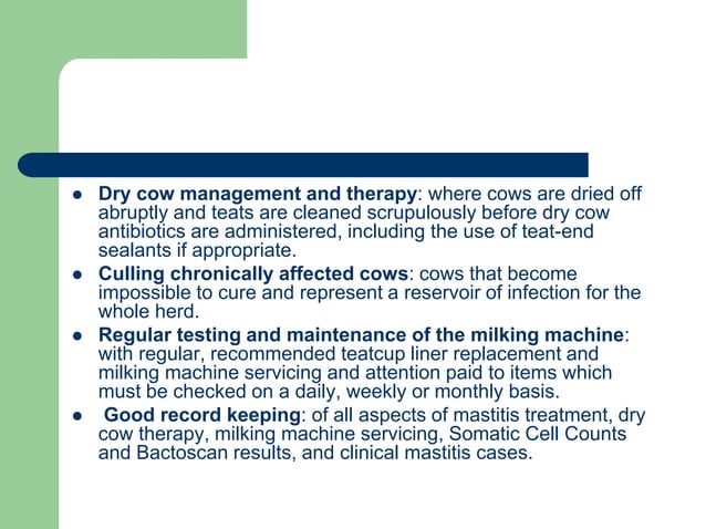 Mastitis in cattle, buffalo | PPT | Ear, Nose and Throat Conditions | Diseases and Conditions