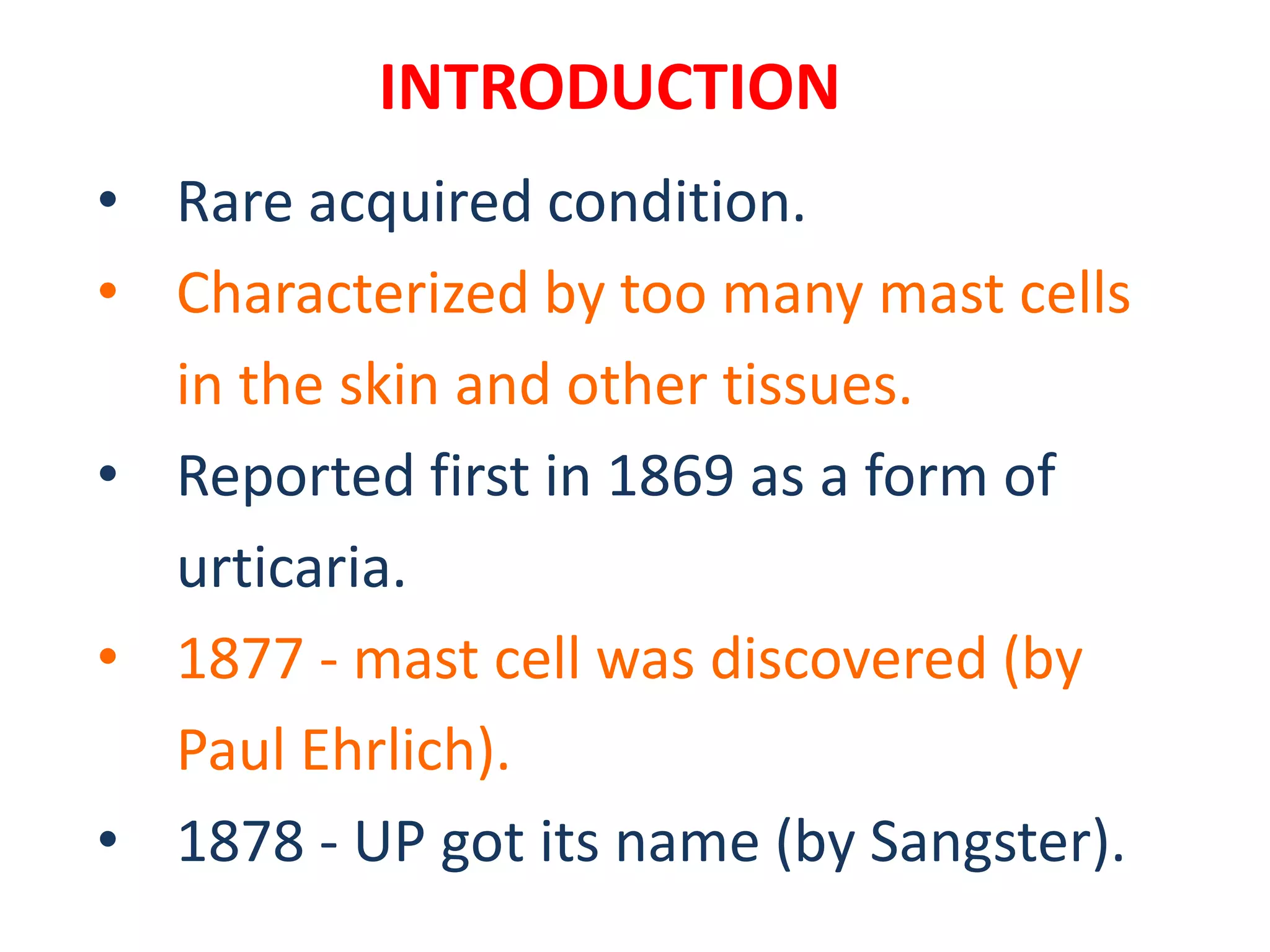 Mastocytosis (Cutaneous and Systemic) | PPTX