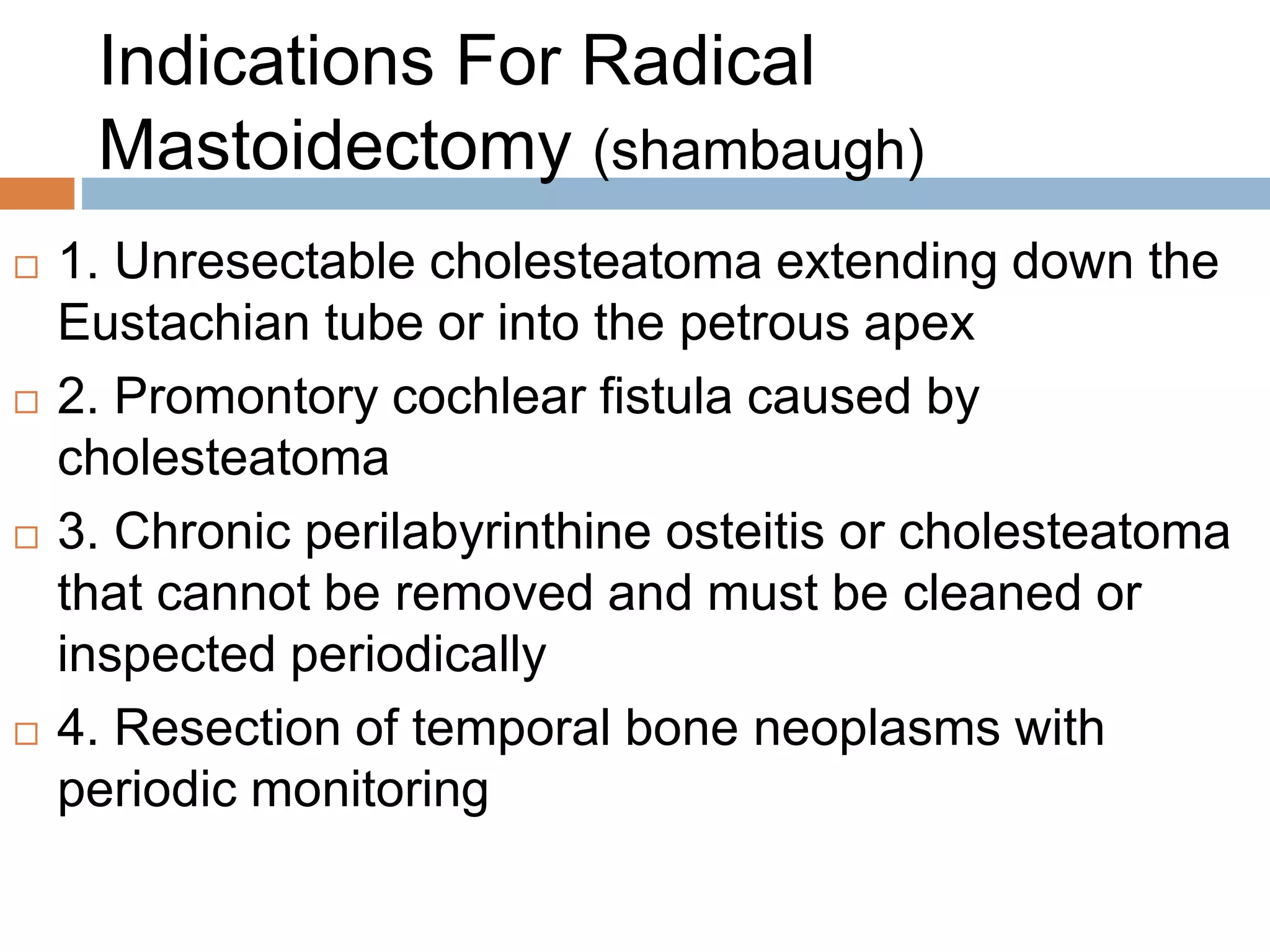 Mastoidectomy; Types, Indications, Procedure | PDF