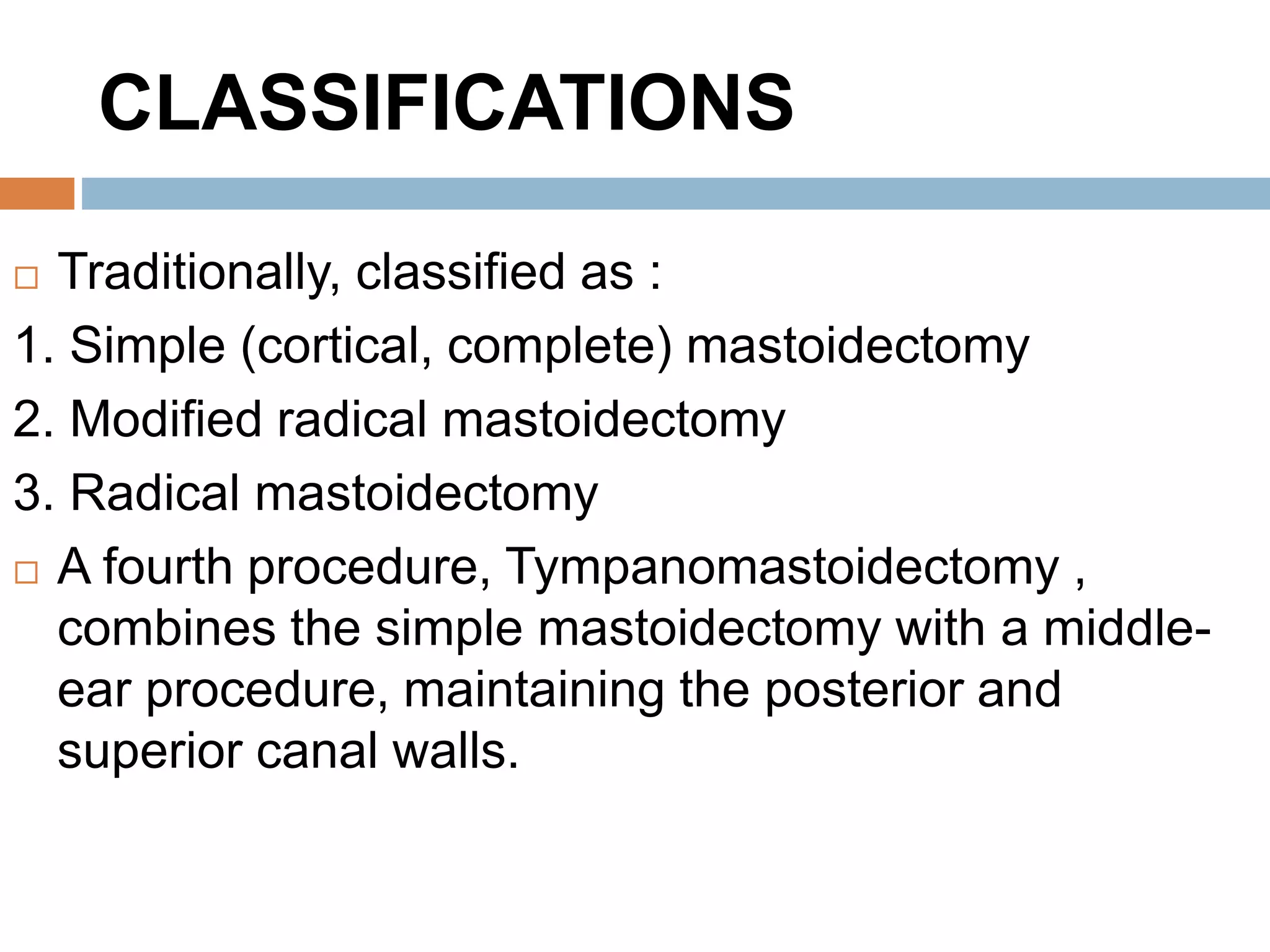 Mastoidectomy; Types, Indications, Procedure | PDF
