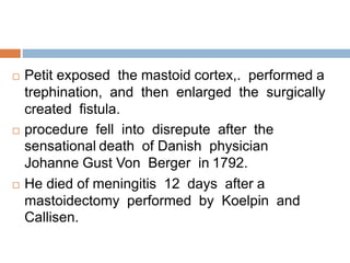 Mastoidectomy; Types, Indications, Procedure | PDF