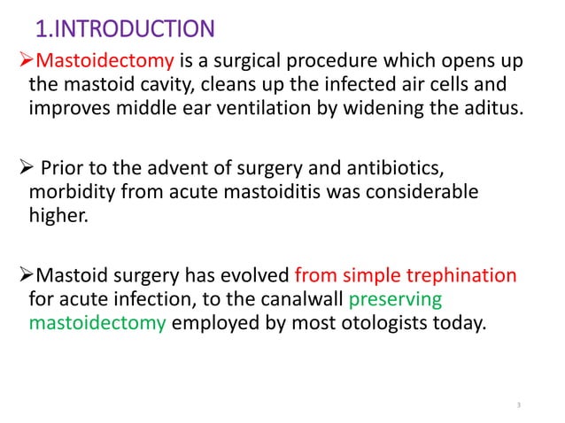 MASTOIDECTOMY PPT | PPT | Ear, Nose and Throat Conditions | Diseases ...
