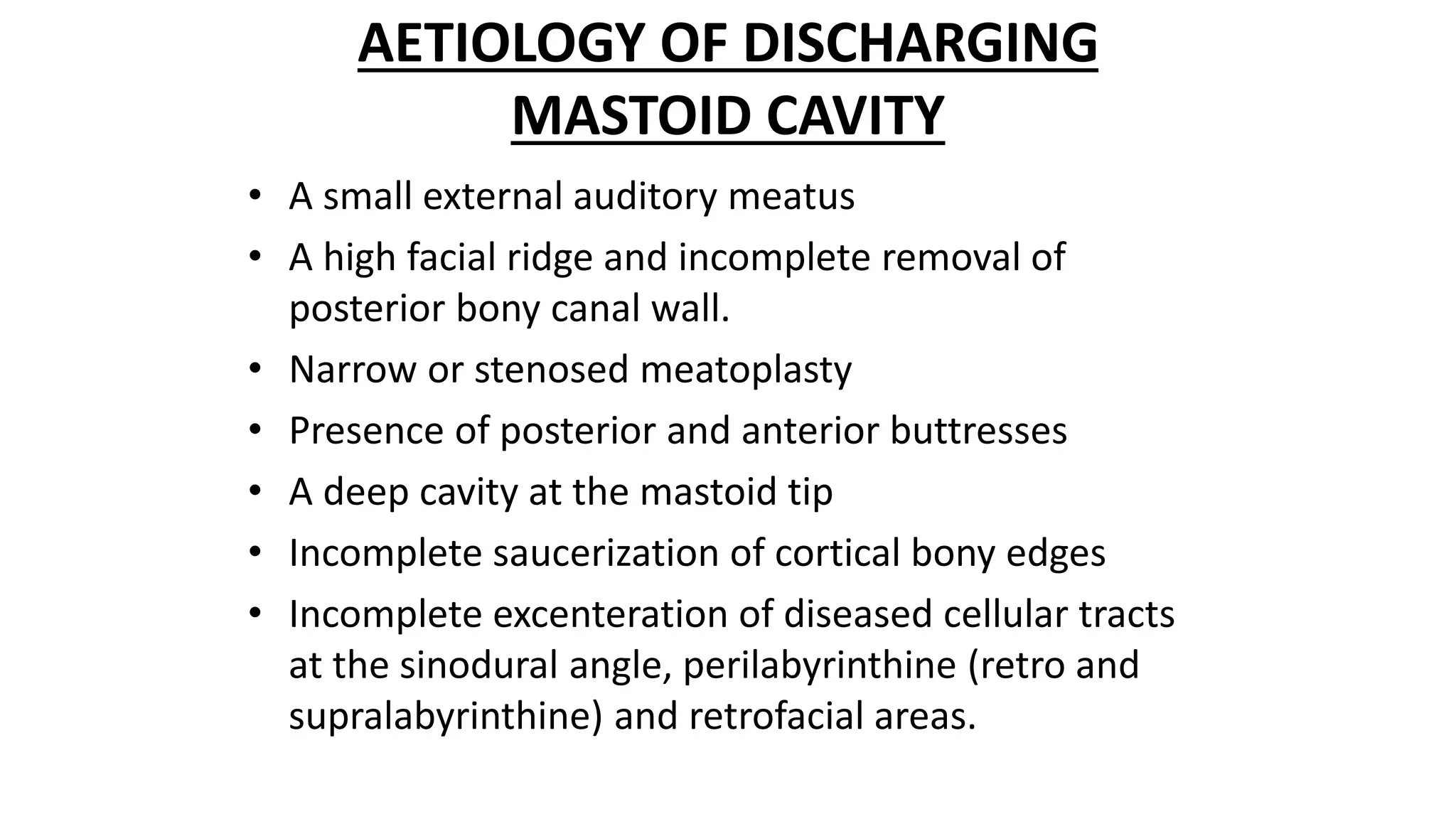 Mastoid cavity problem and obilteration presentation by Dr Salison ...