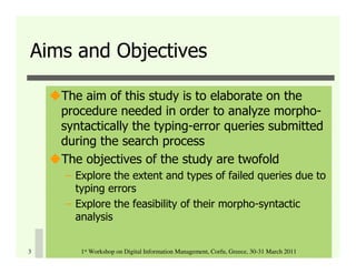 Failed queries: a morpho-syntactic analysis based on transaction log files | PPT