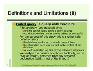 Failed queries: a morpho-syntactic analysis based on transaction log ...
