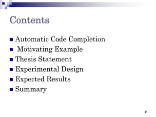 Automatic Code Completion Exploting Semantic Similarity | PPT