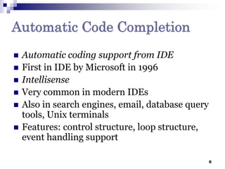 Automatic Code Completion Exploting Semantic Similarity | PPT
