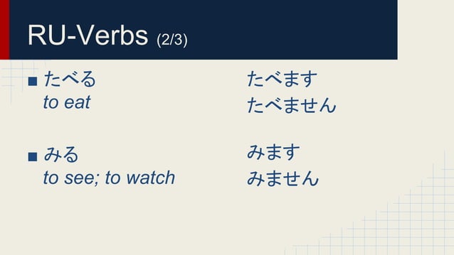Masu Forms of Japanese Verbs