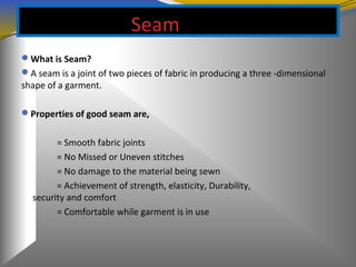 Seam And its Classification with seam problem | PPT
