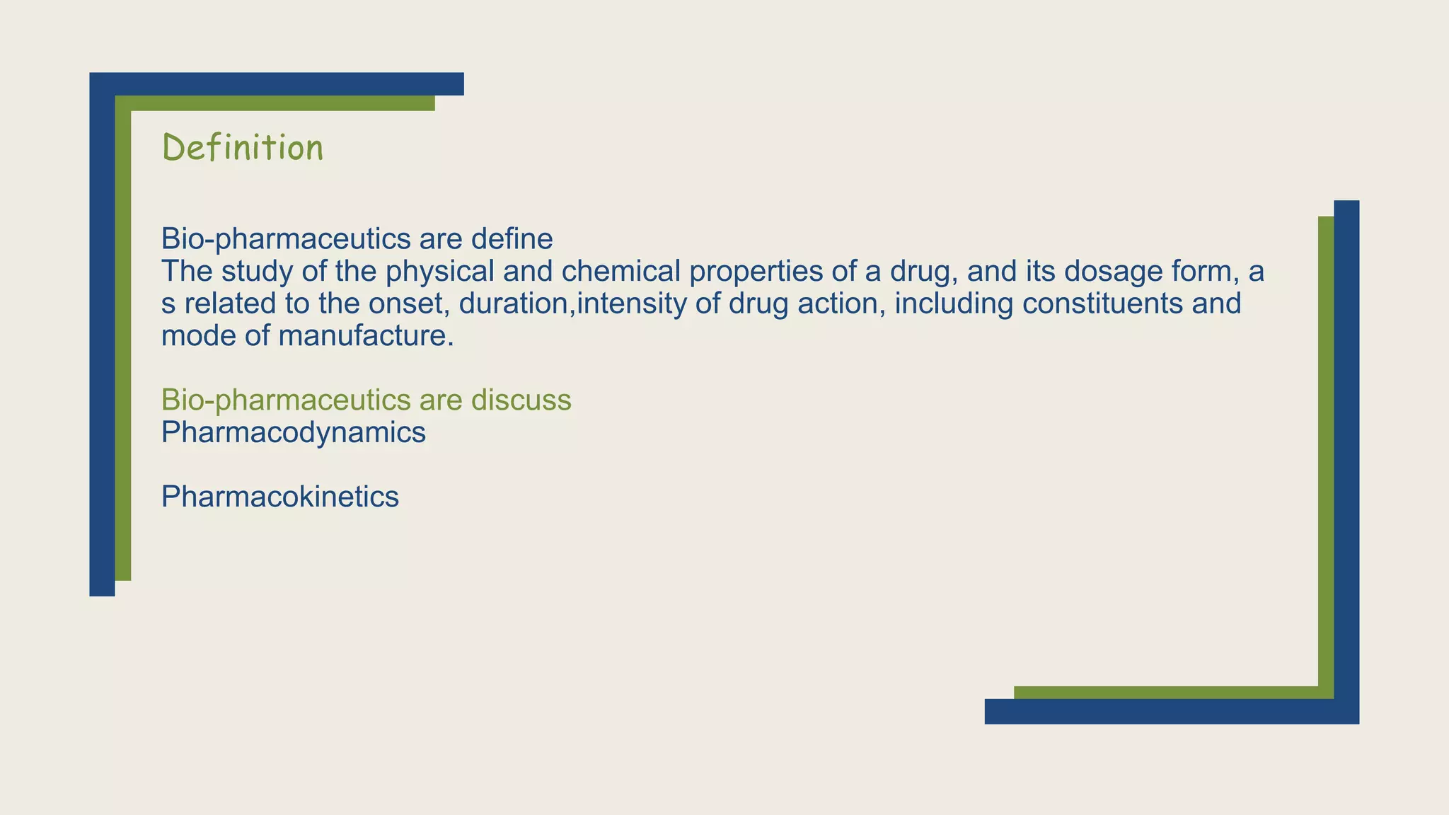 Application of bio-pharmaceutics in the pharmaceutical industry | PPTX