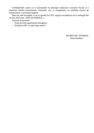 Masuri anticriză propuse de confederaţii | DOC