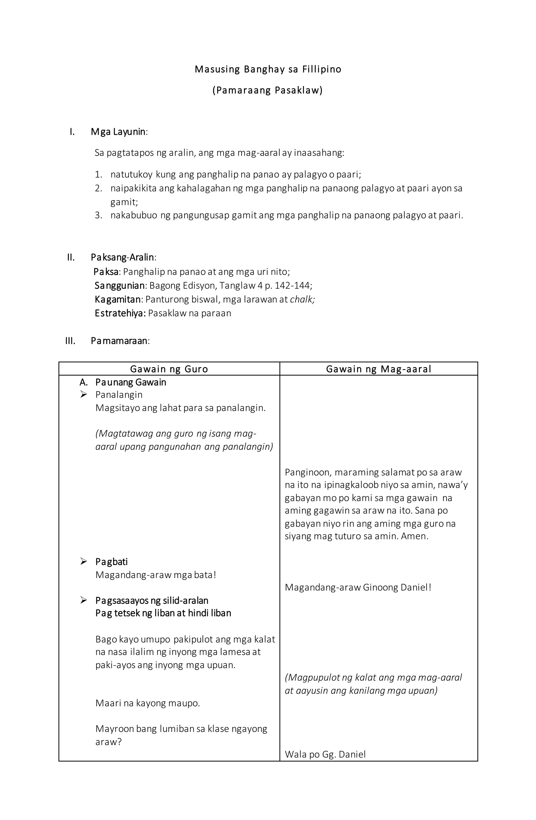 Masusing Banghay Aralin sa Filipino (Detailed lesson plan in Filipino ...