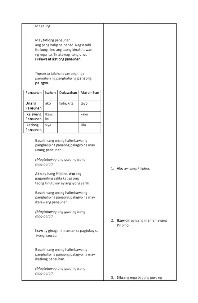 Masusing Banghay Aralin sa Filipino (Detailed lesson plan in Filipino) (CDSGA Students) | DOCX