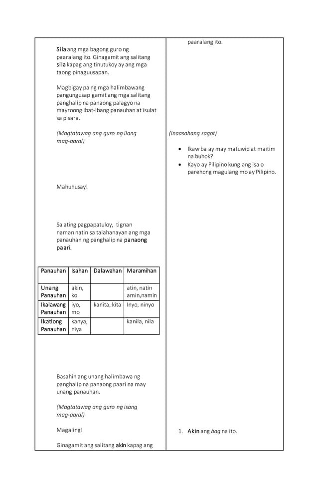Masusing Banghay Aralin sa Filipino (Detailed lesson plan in Filipino) (CDSGA Students) | DOCX