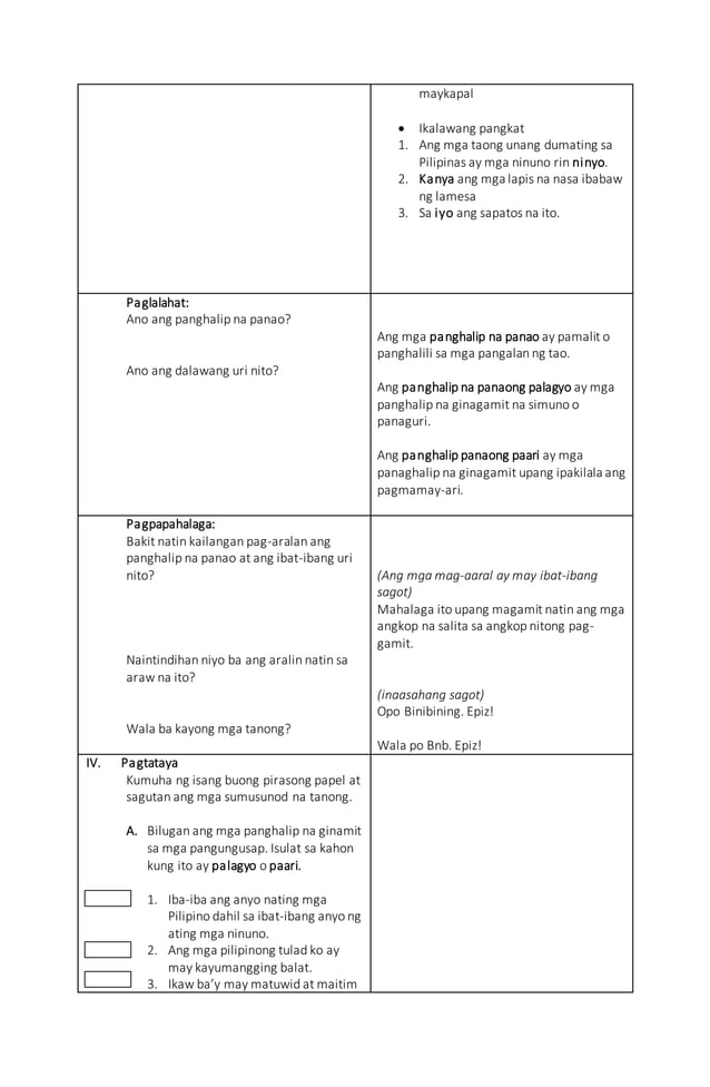 Masusing Banghay Aralin sa Filipino (Detailed lesson plan in Filipino) (CDSGA Students) | DOCX