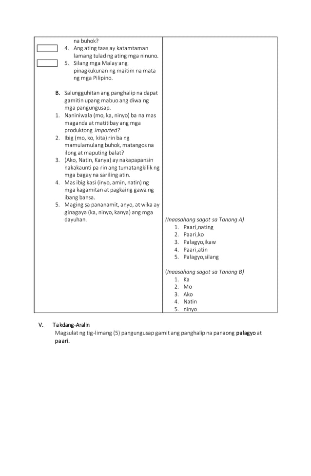 Masusing Banghay Aralin sa Filipino (Detailed lesson plan in Filipino) (CDSGA Students) | DOCX