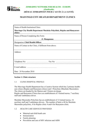 Masvingo clinic profile 2011 | PDF