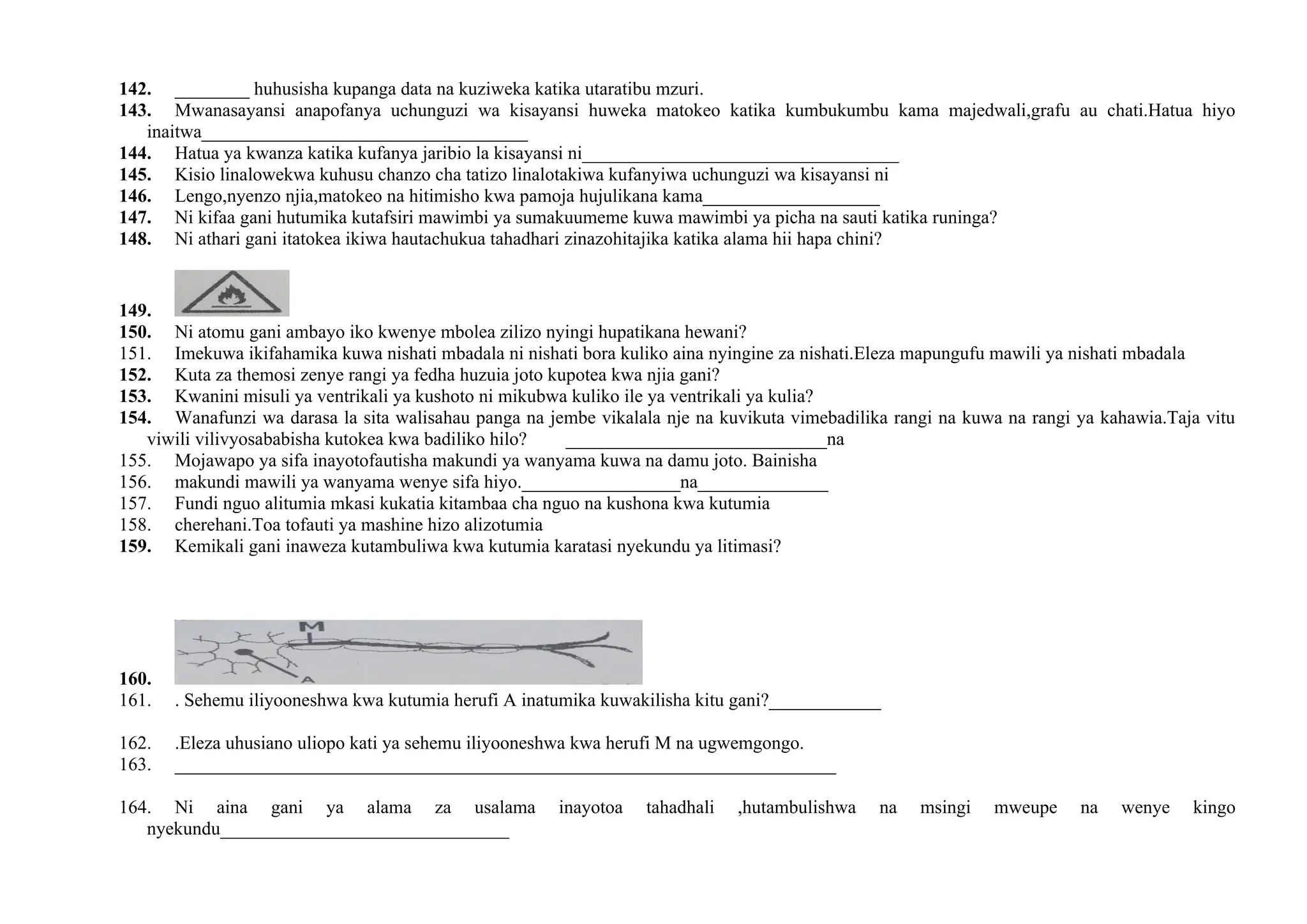 MASWALI YA SOMO LA SAYANSI MADA MCHANGANYIKO | DOCX