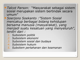 Masyarakat dan sistem sosial | PPT