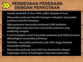 Masyarakat desa dan masyarakat perkotaan | PPTX