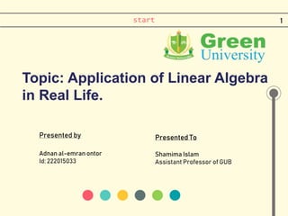 Application of Linear Algebra in Real Life | PPTX