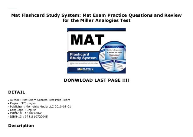Mat Flashcard Study System: Mat Exam Practice Questions and Review for ...
