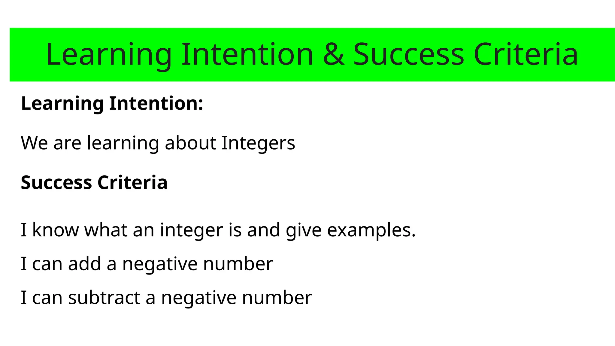 Math Number Integers Introduction PowerPoint slides | PPTX