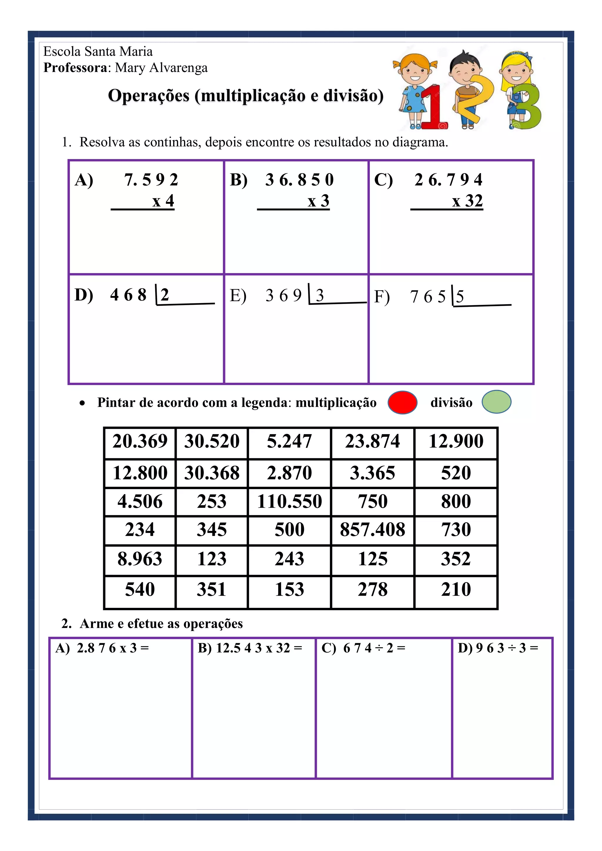 Operações (multiplicação e divisão) | PDF