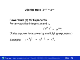 Mat 092 section 12.1 the power and product rules for exponents | PPTX