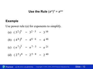 Mat 092 section 12.1 the power and product rules for exponents | PPTX