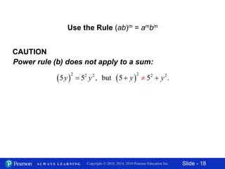 Mat 092 section 12.1 the power and product rules for exponents | PPTX